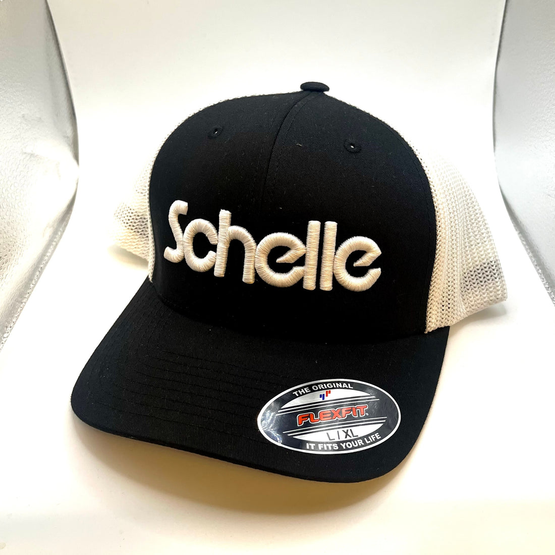 Schelle 3-D Puff Trucker Fitted Hat, Black/White – Schelle Racing